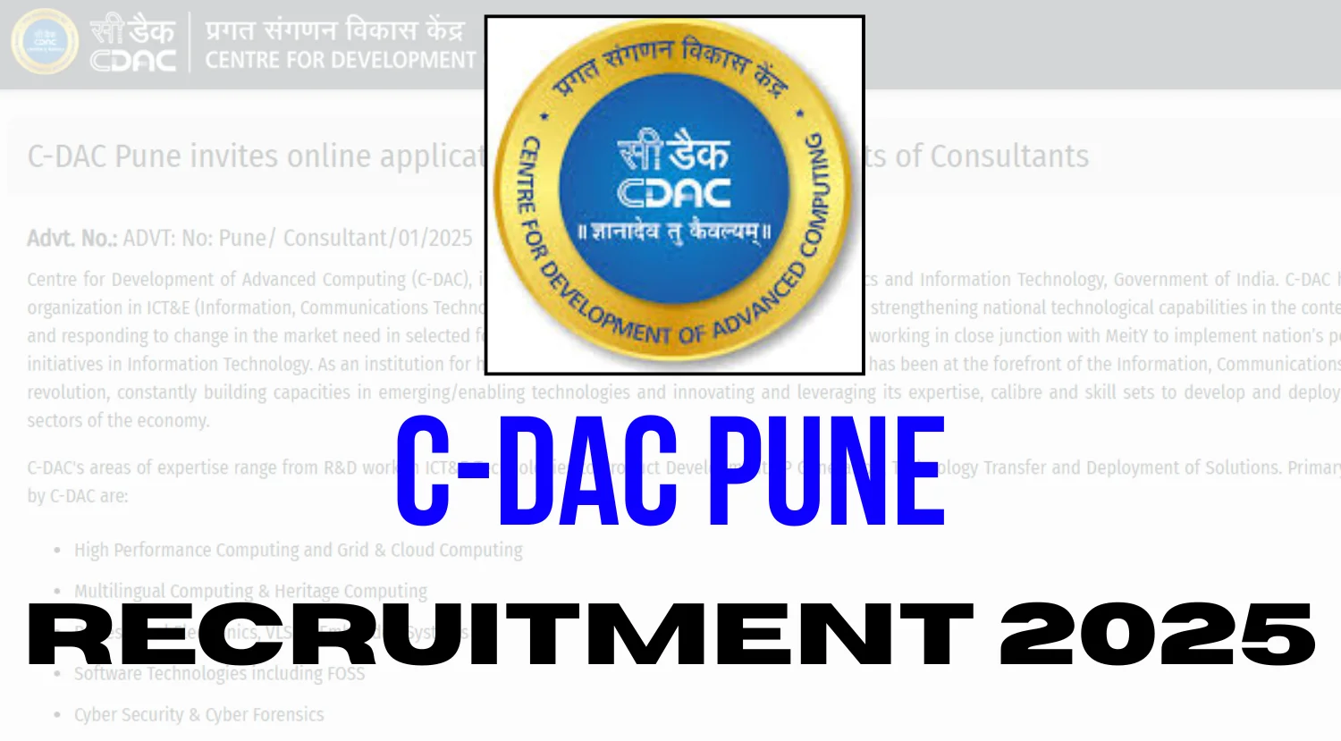 C-DAC Pune Recruitment 2025: Apply for Consultant Posts