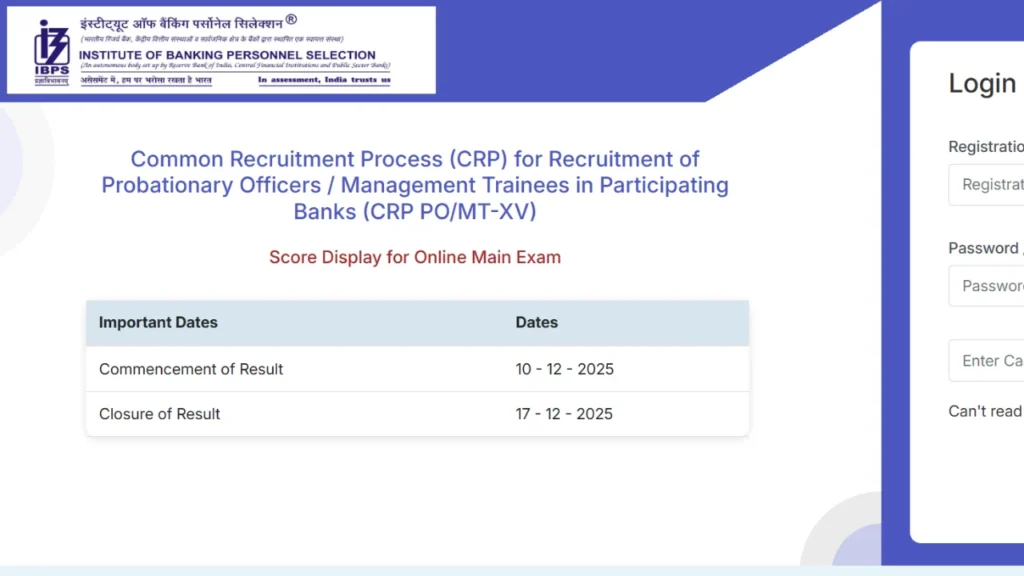 IBPS PO Mains Score Card 2025 Out at ibps.in, Check Marks