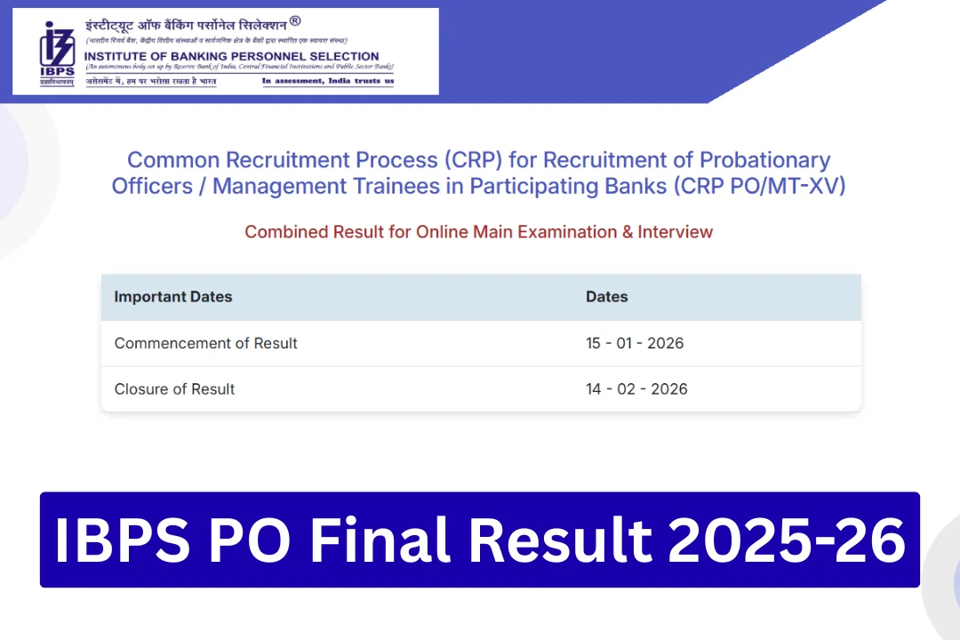 IBPS PO Final Result 2025-26 Out, Download IBPS Probationary Officer ...